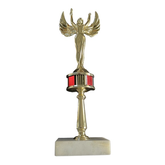 Accents | Vintage Trophy Tall Gold Tone Red Tower Marble Base | Poshmark